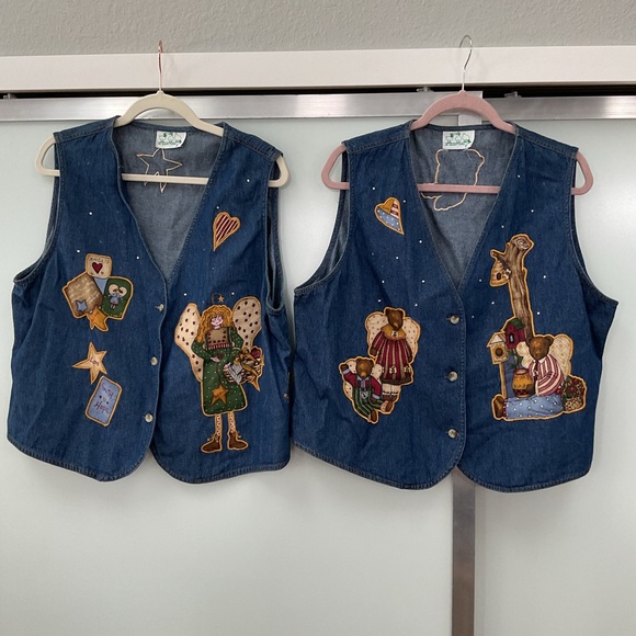 Quacker Factory | Accessories | Quacker Factory Denim Vest Bears Angels ...